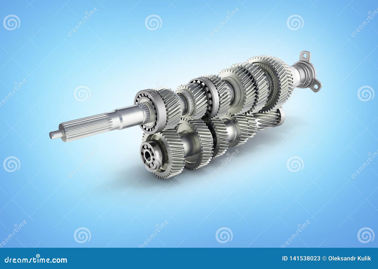 Automotive Transmission Gearbox Gears Inside on Blue Gradient ...