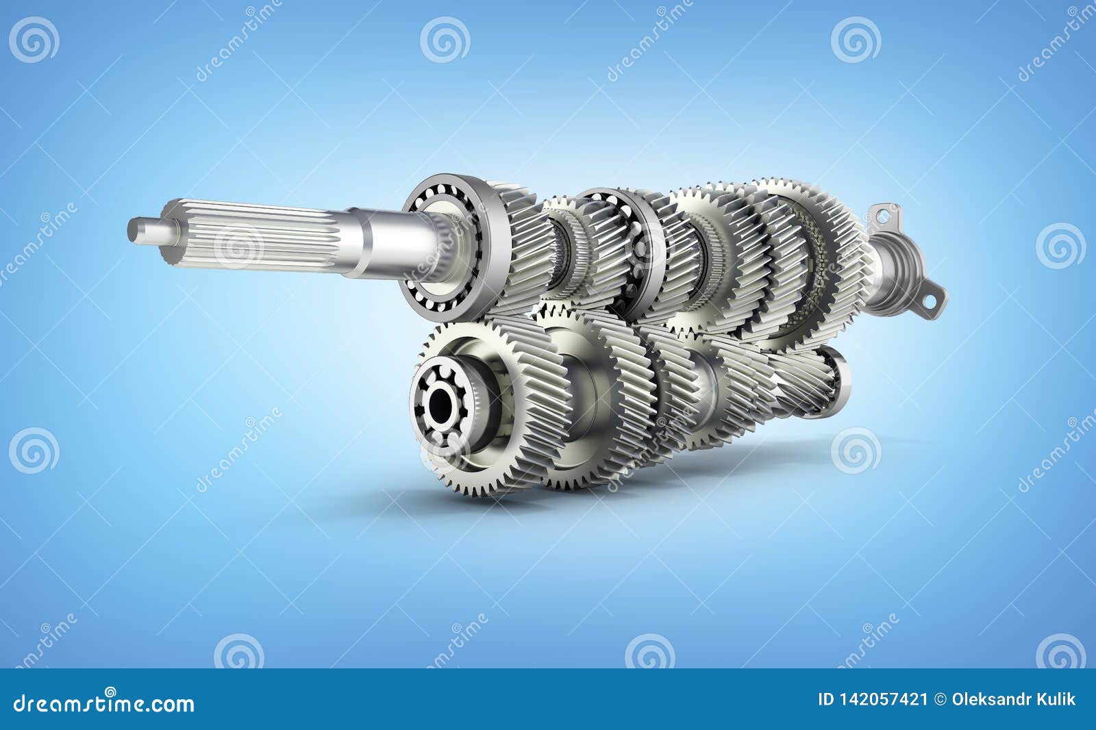 Automotive Transmission Gearbox Gears Inside on Blue Gradient ...