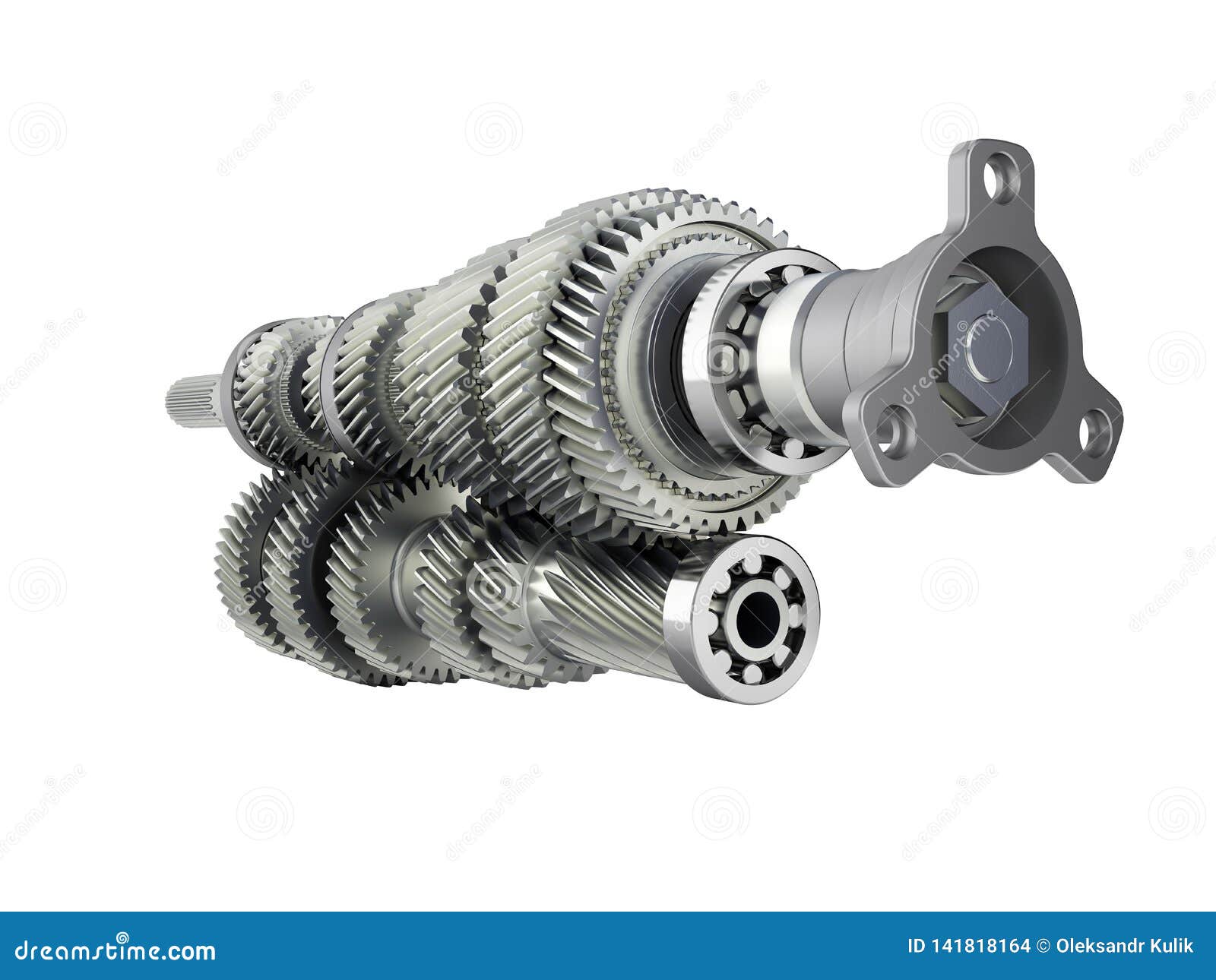 Automotive Transmission Gearbox Gears Inside On White Background 3d ...