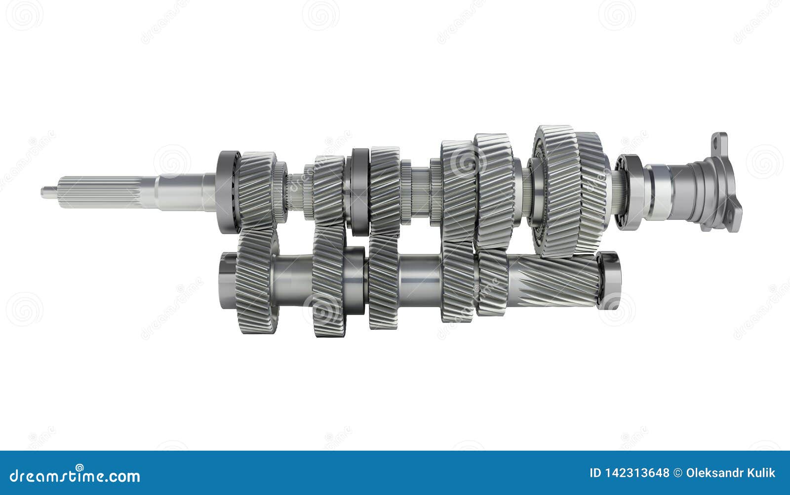 Automotive Transmission Gearbox Gears Inside on White Background 3d ...