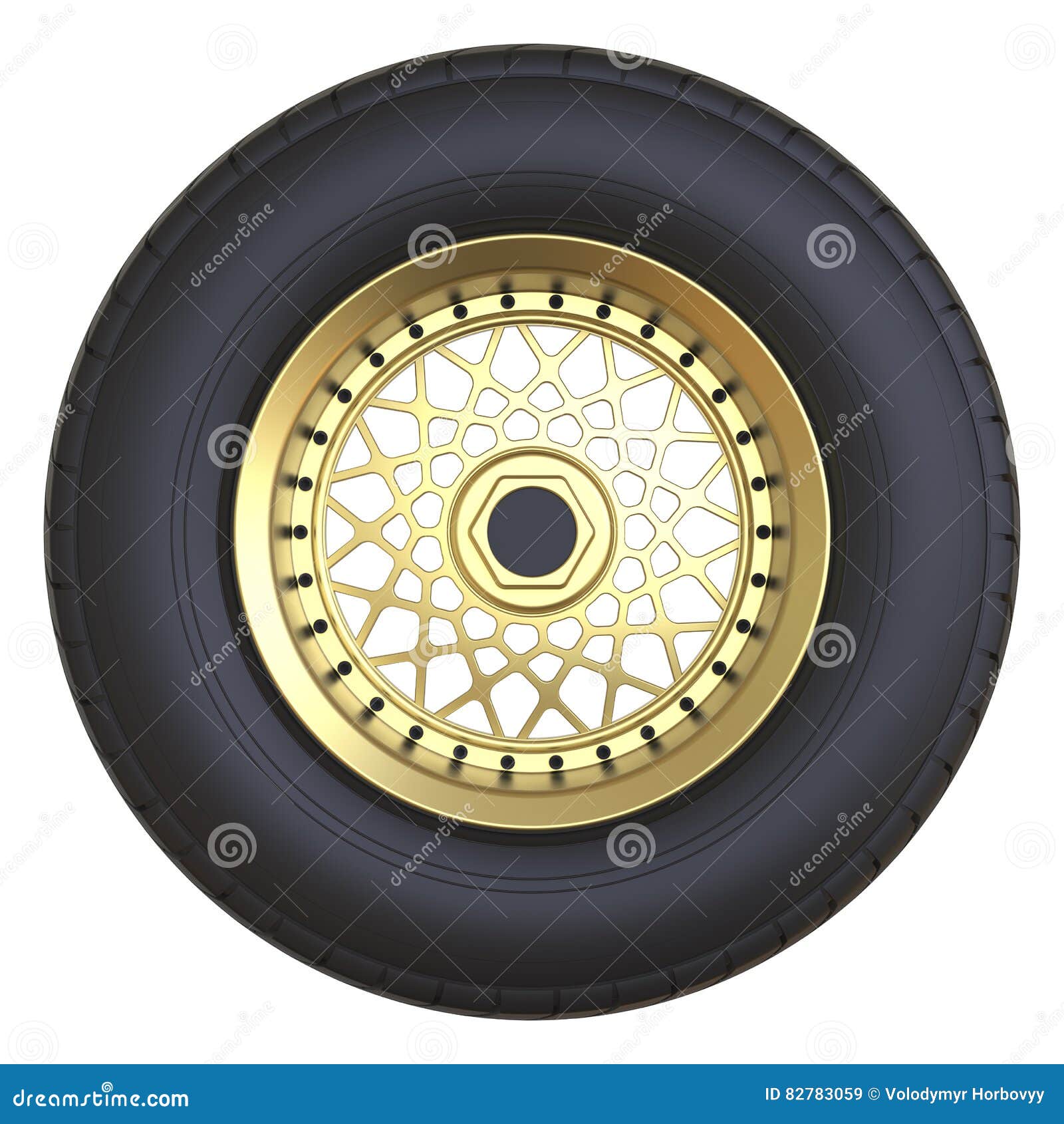 Automotive Wheel Isolated on White. 3D Render Stock Illustration ...