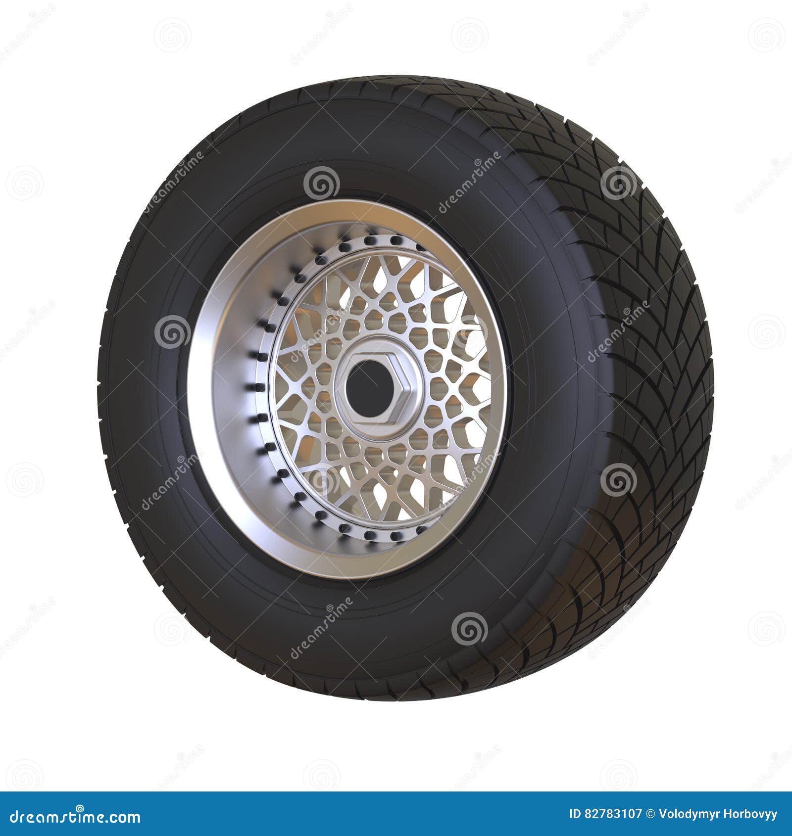 Automotive Wheel Isolated on White. 3D Render Stock Illustration ...