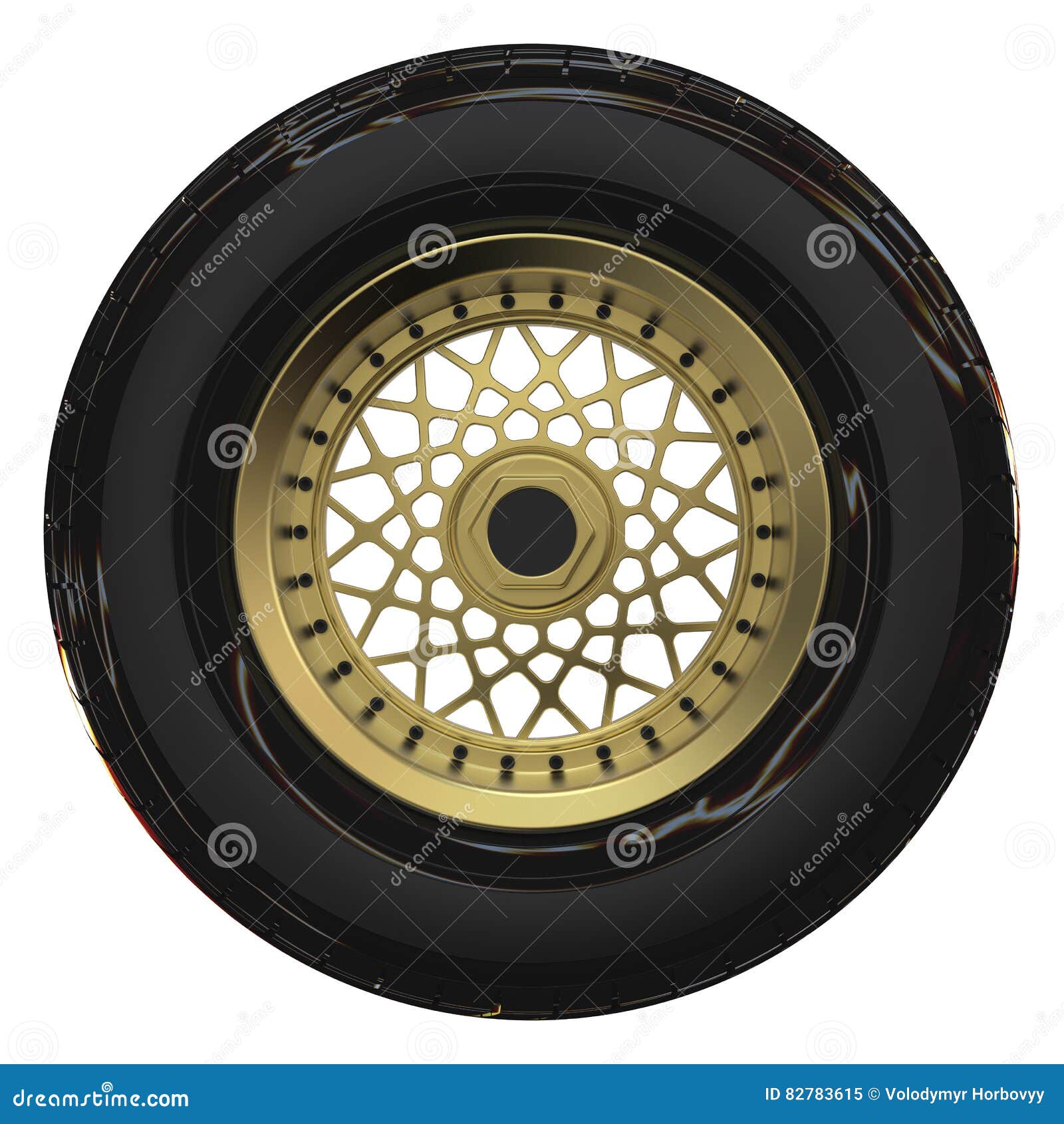 Automotive Wheel Isolated on White. 3D Render Stock Illustration ...