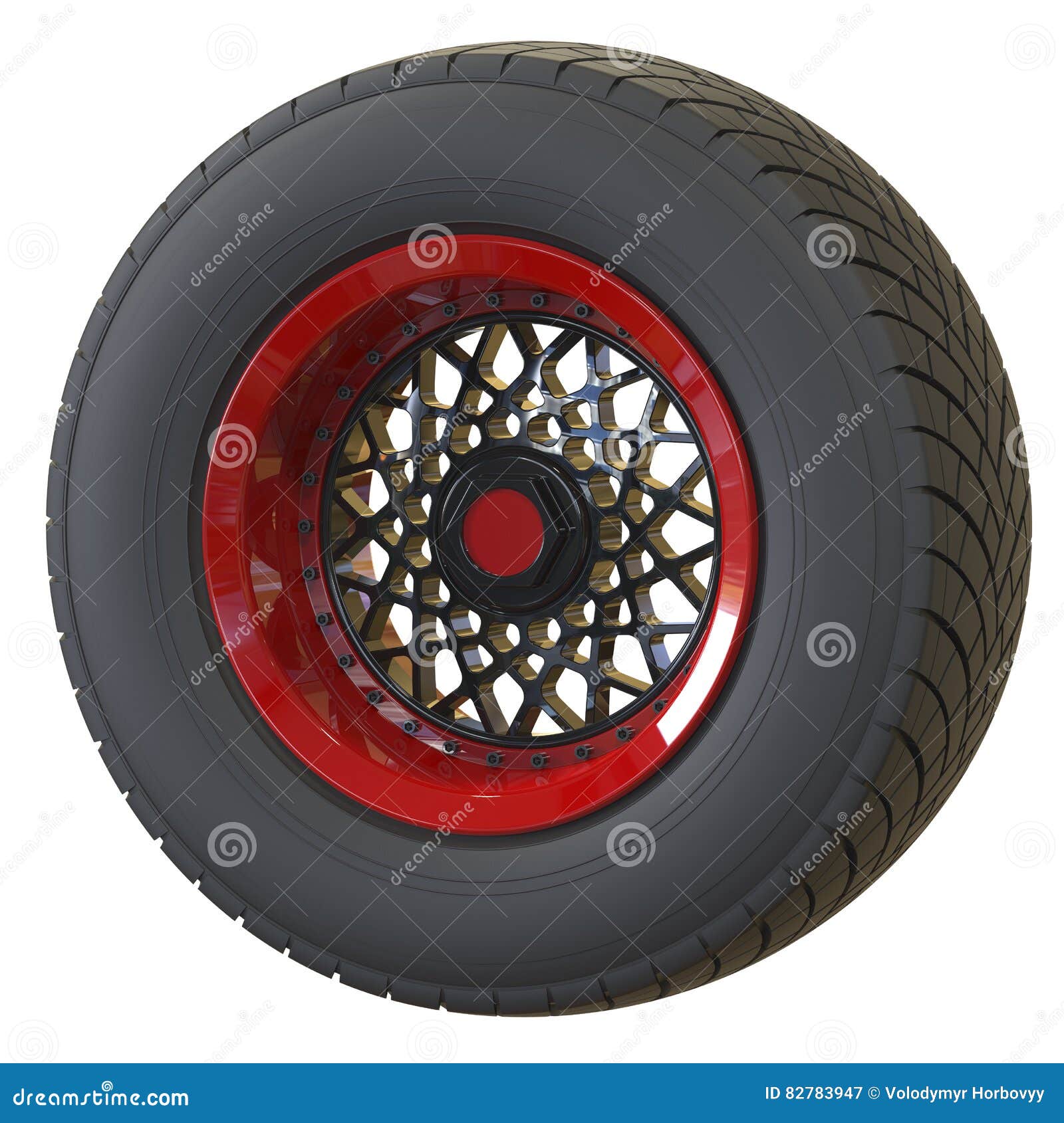 Automotive Wheel Isolated on White. 3D Render Stock Illustration ...