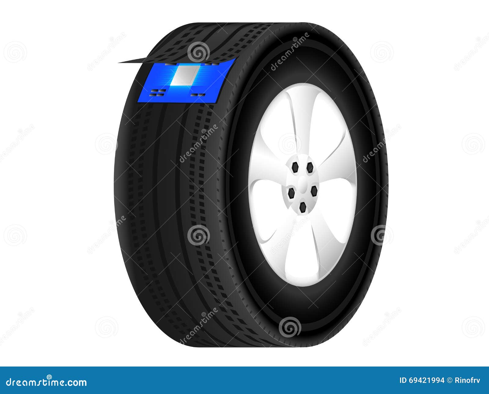 Automotive Wheel with the Processor Inside Stock Illustration ...