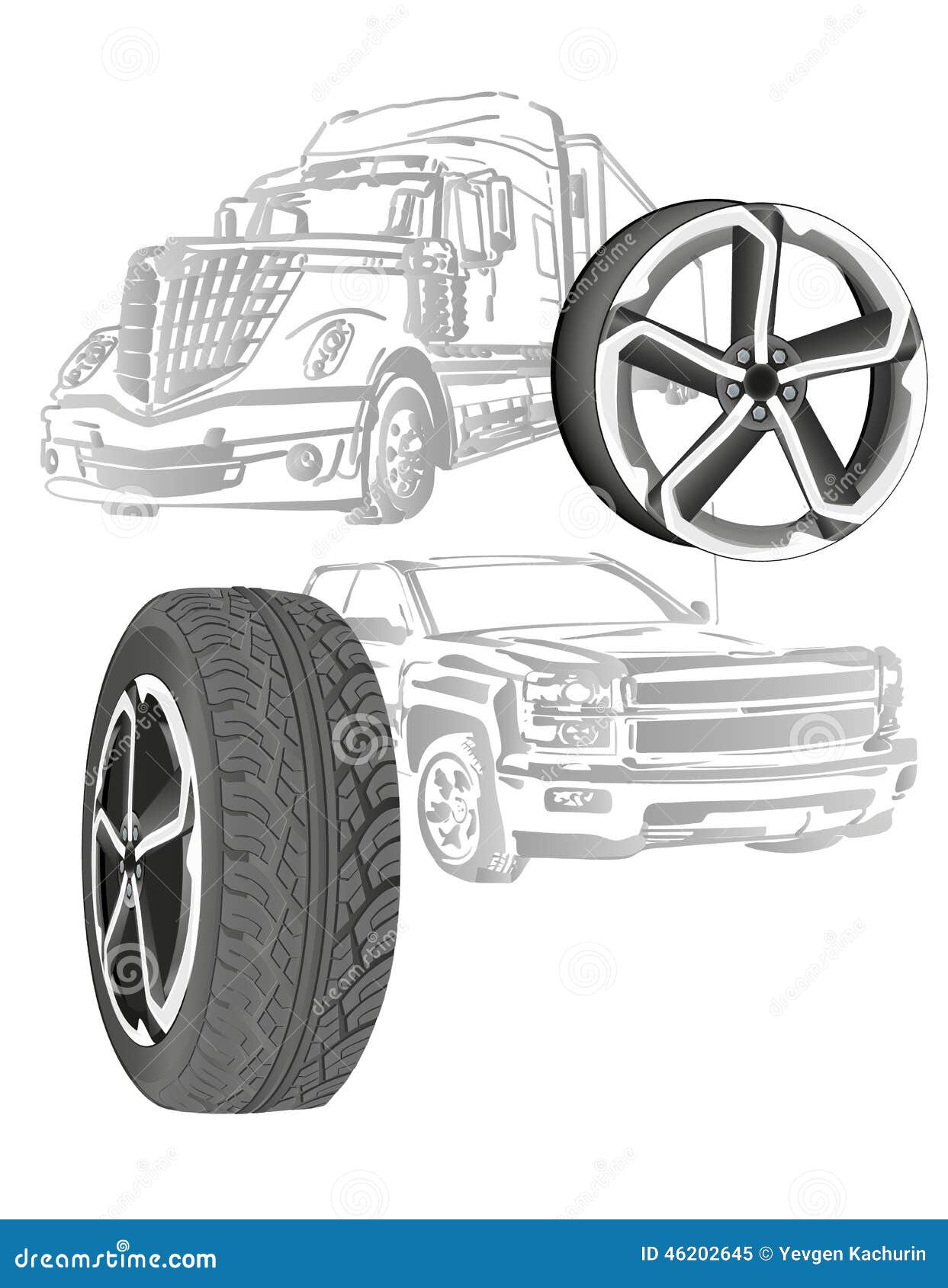 Automotive wheel stock vector. Illustration of road, wheel - 46202645