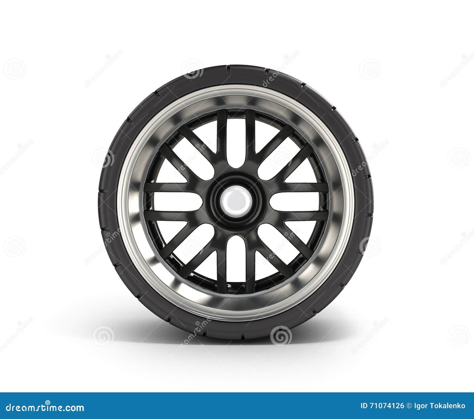 Automotive Wheel on White 3d Render Stock Illustration - Illustration ...