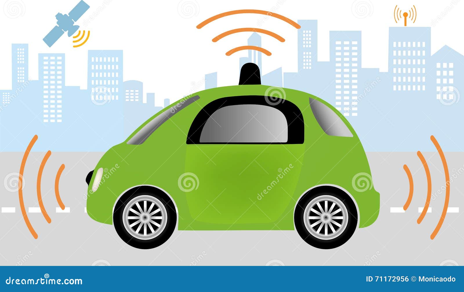 Autonom driverless bil vektor illustrationer. Illustration av transport ...