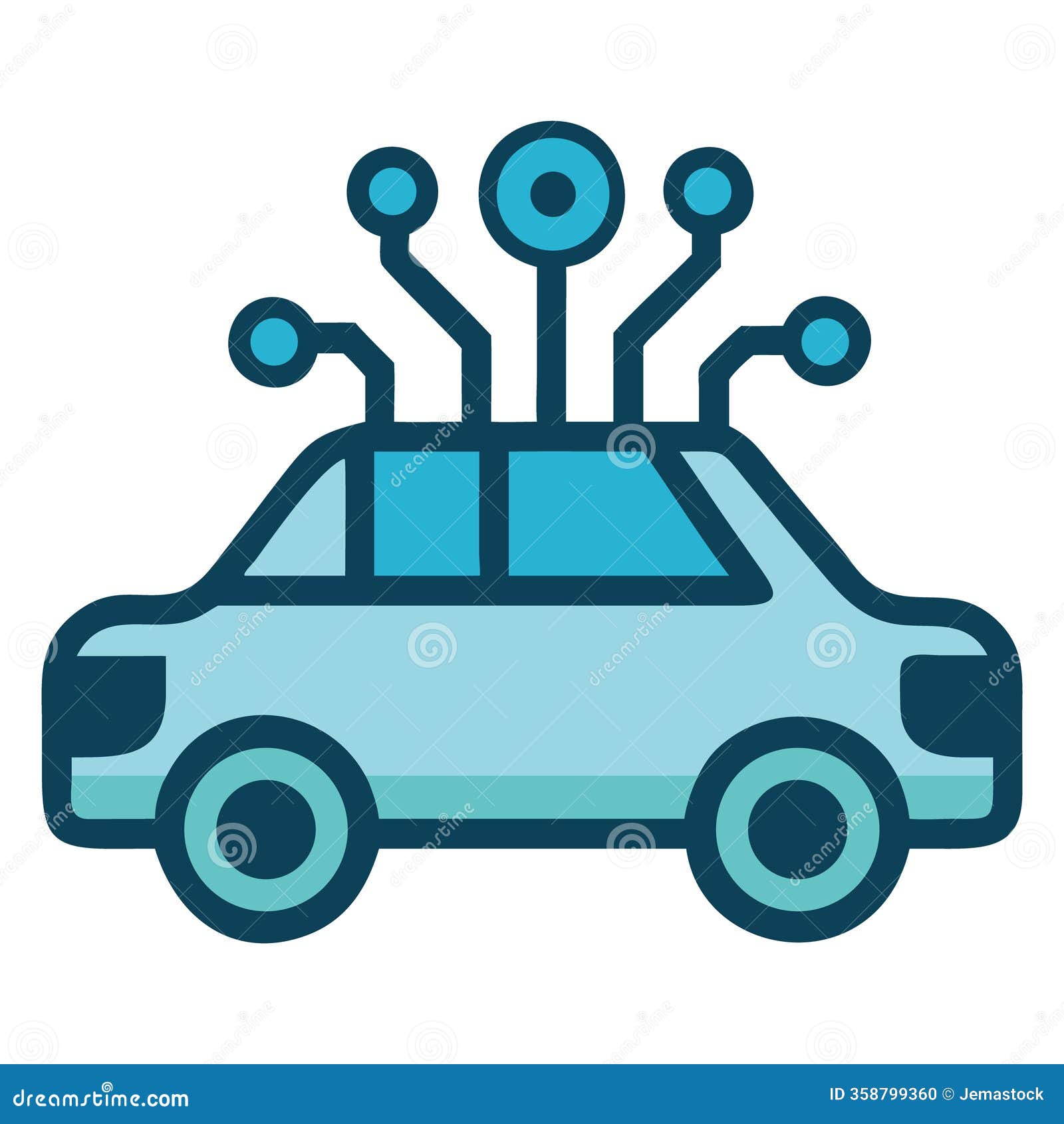 Autonomous AI Car Technology Concept Stock Illustration - Illustration ...