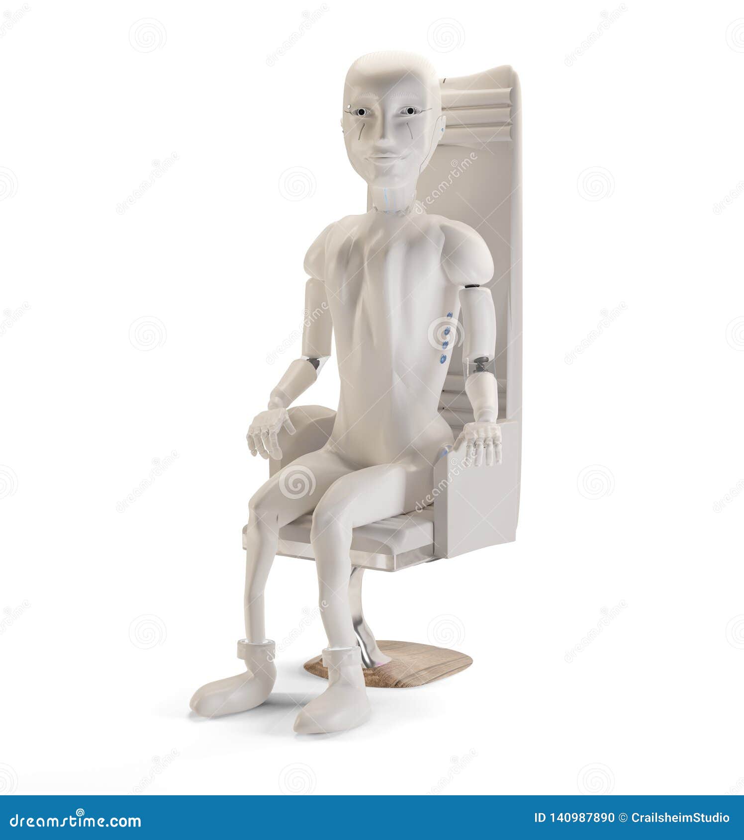 Autonomous Artificial Intelligence Robot on the Chair 3d-illustration ...