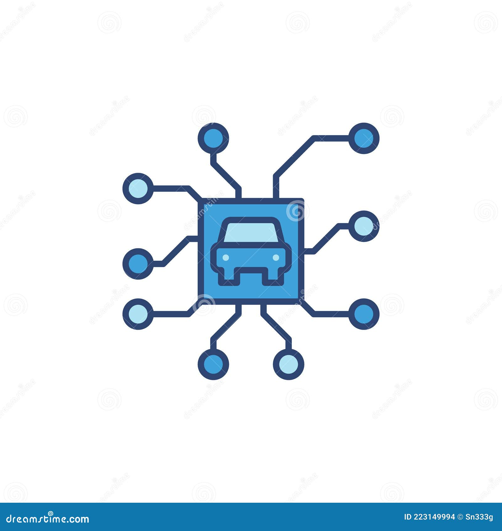 Autonomous Automobile Chip Blue Icon. Autopilot Vector Symbol Stock ...