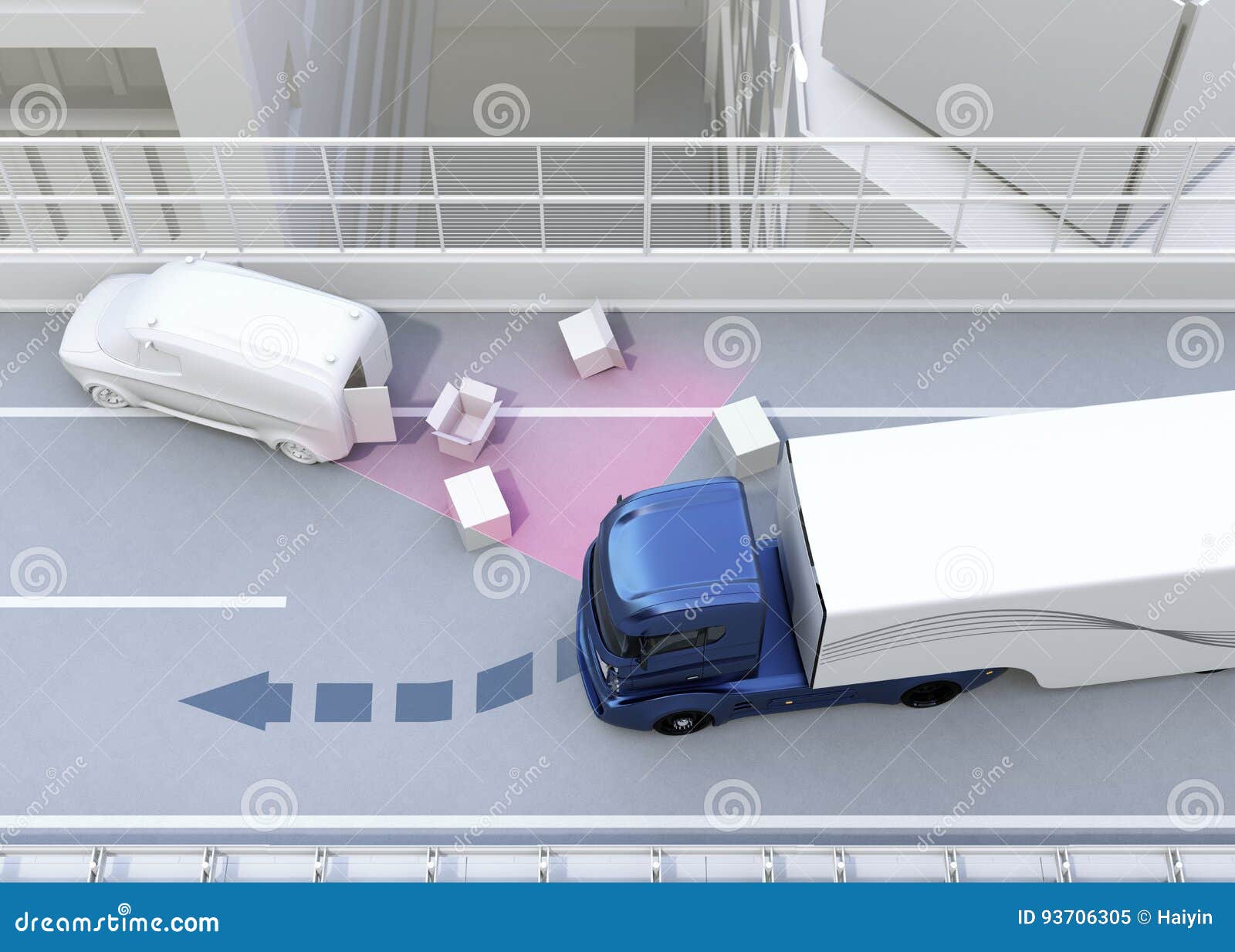 Autonomous Car Changing Lane Quickly To Avoid a Traffic Accident Stock ...