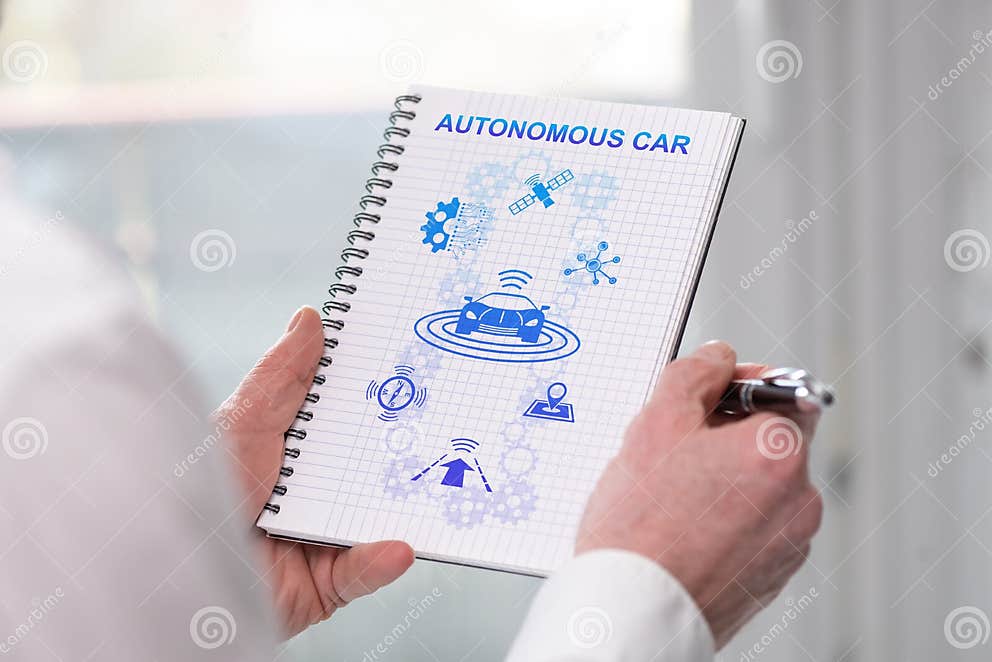 Autonomous Car Concept on a Notepad Stock Photo - Image of connected ...