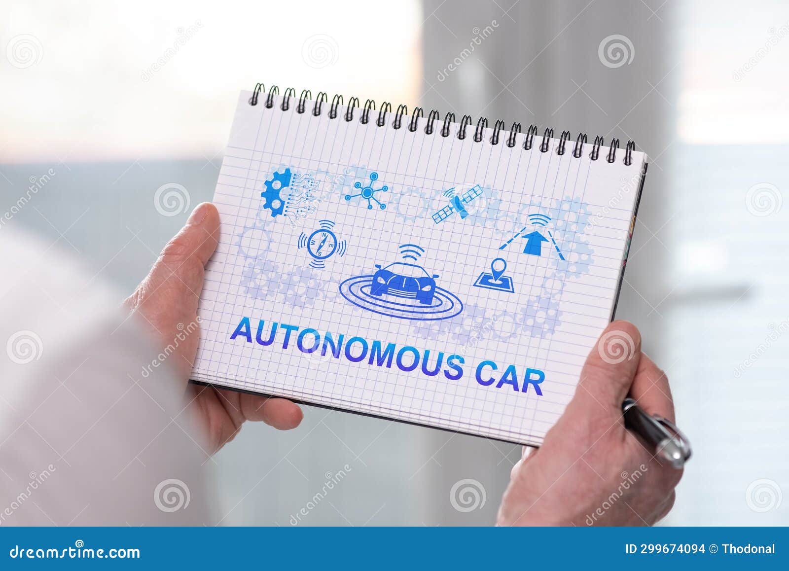 Autonomous Car Concept on a Notepad Stock Photo - Image of radar ...