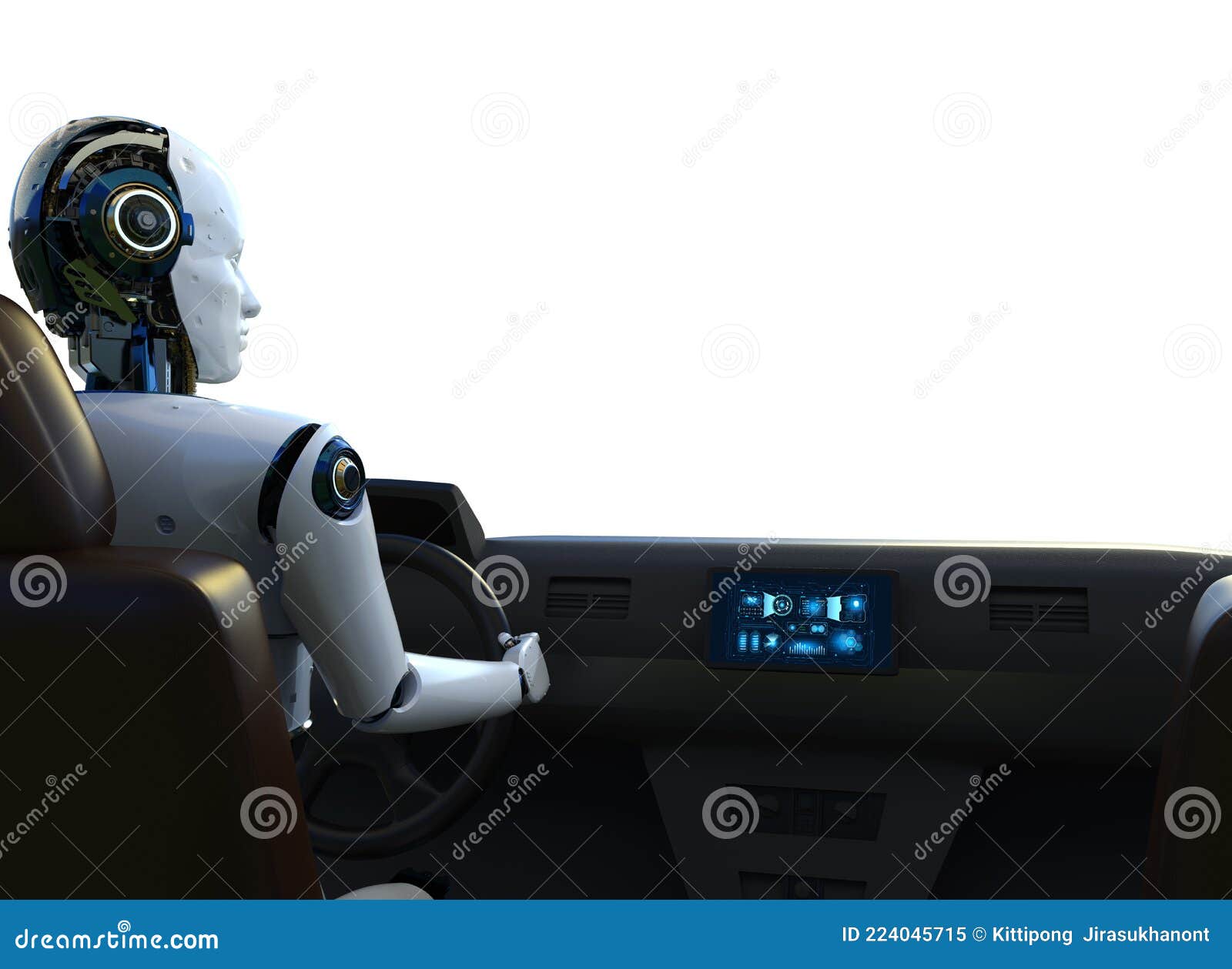 Autonomous Car with Cyborg Driver Stock Illustration - Illustration of ...