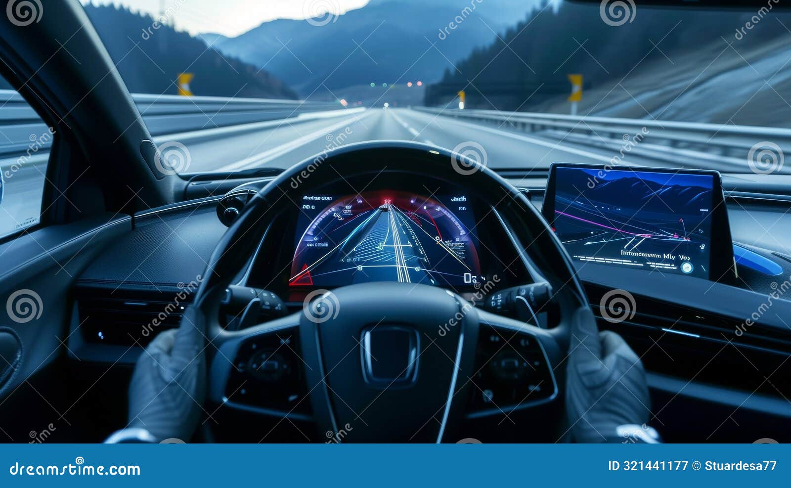 Autonomous Car Dashboard at Night Stock Image - Image of generated ...
