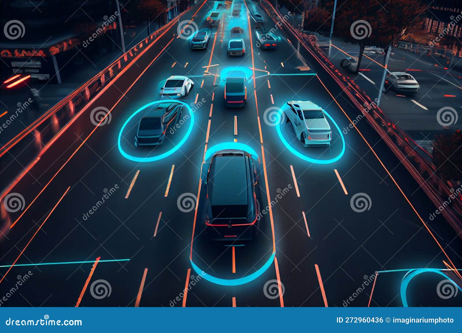 Autonomous Car Driving on Road and Sensing Systems, Driverless Car ...