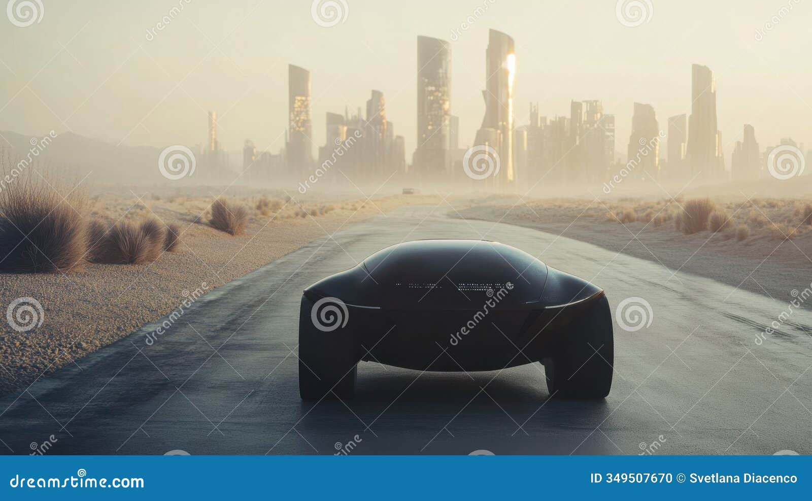Autonomous Car on Empty Road, Showcasing Advanced Robotics and Design ...