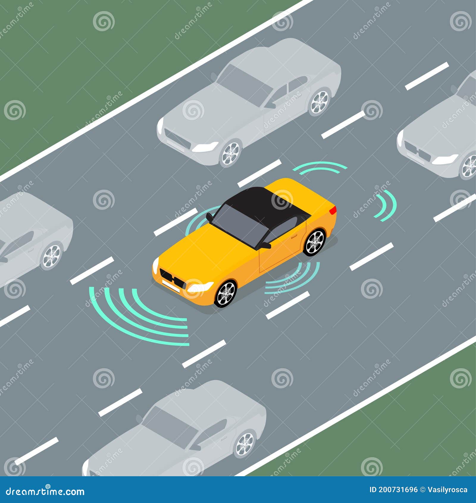 Driverless Smart Car, Autonomous Vehicle, Auto With Autopilot With ...