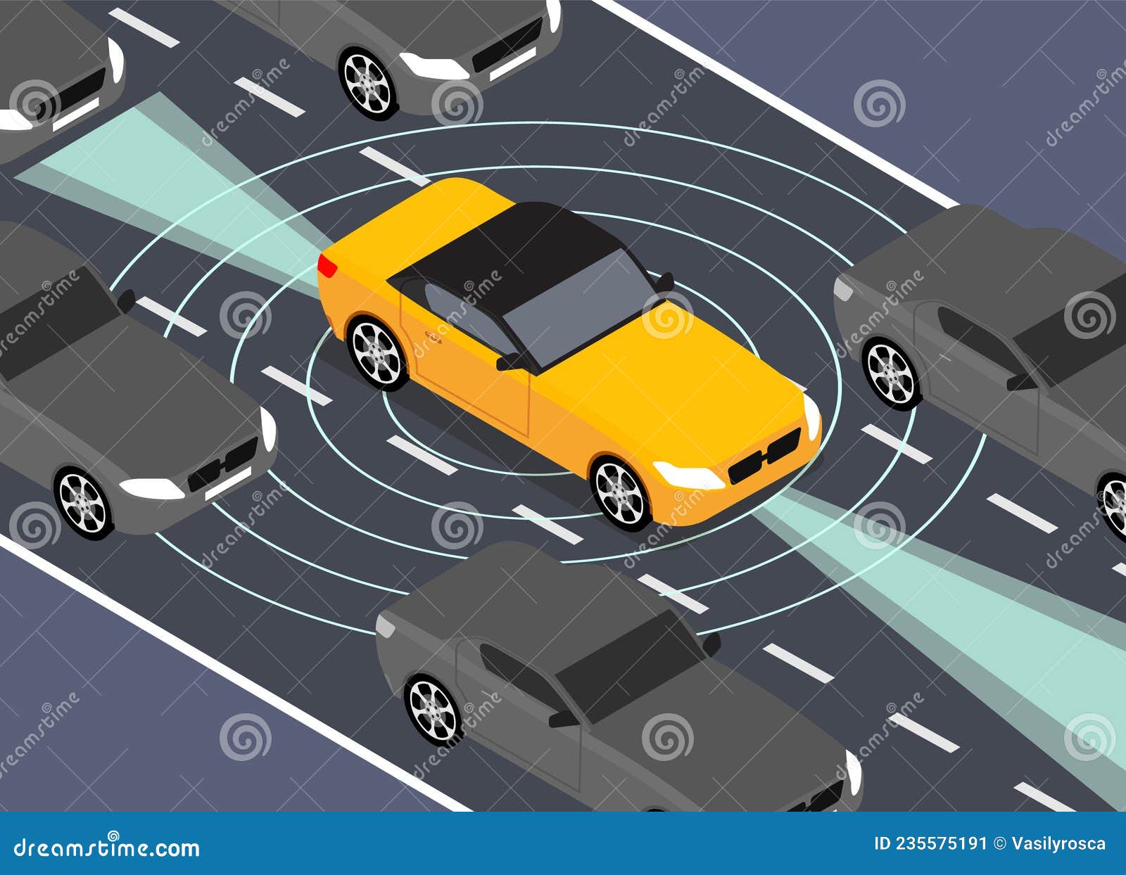 Driverless Smart Car, Autonomous Vehicle, Auto With Autopilot With ...