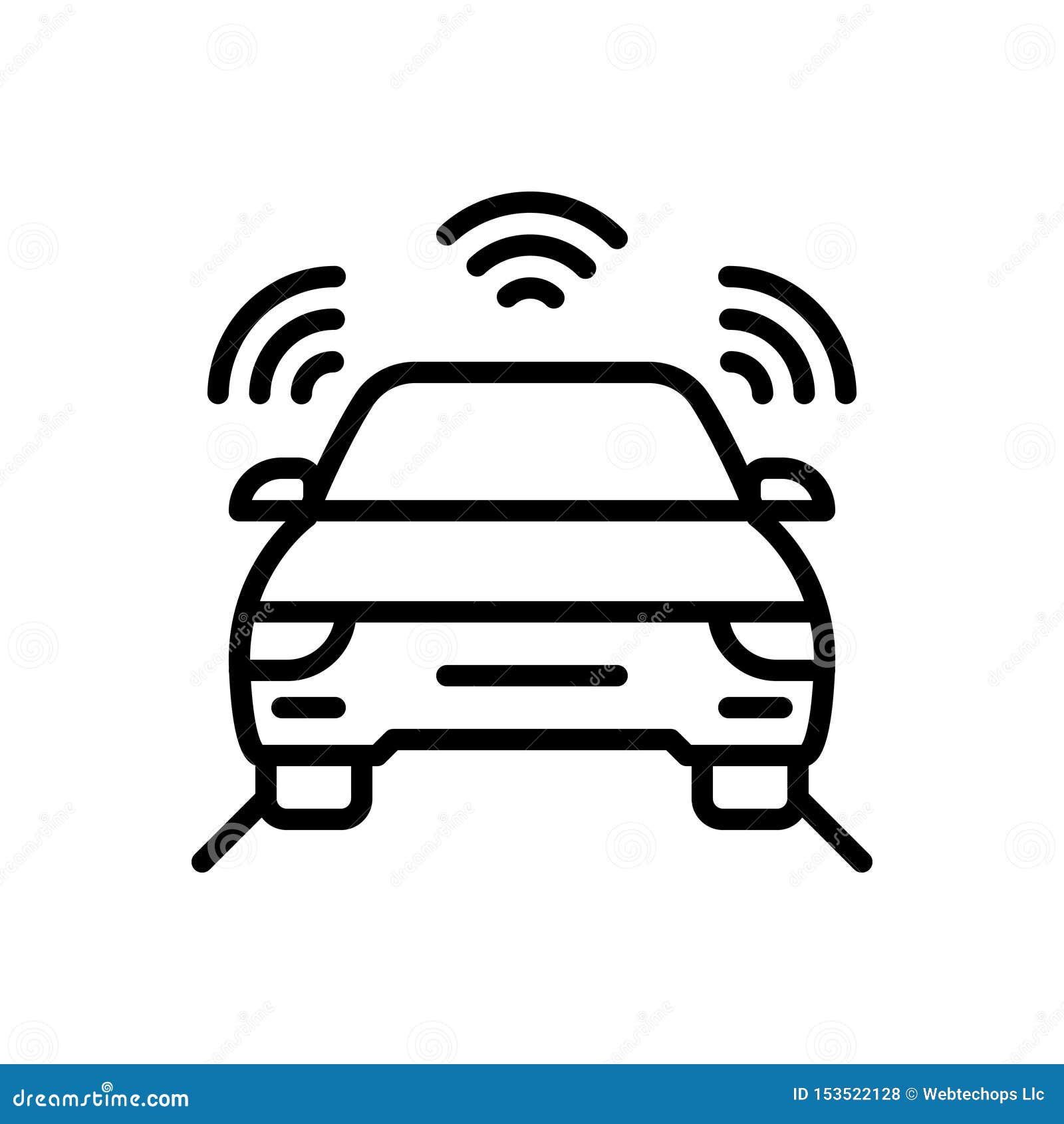 Black Line Icon For Autonomous Car, Sensor And Car Stock Vector ...