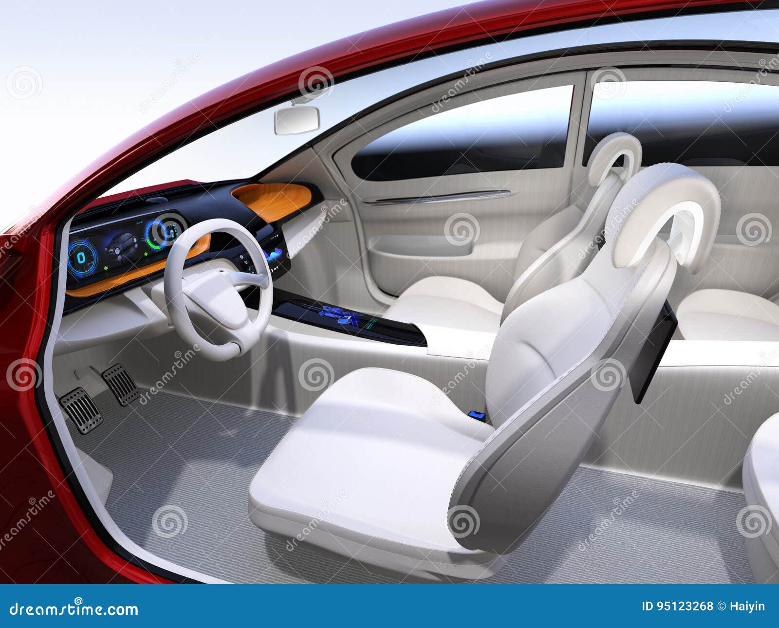 Autonomous Car Interior Concept Stock Illustration - Illustration of ...