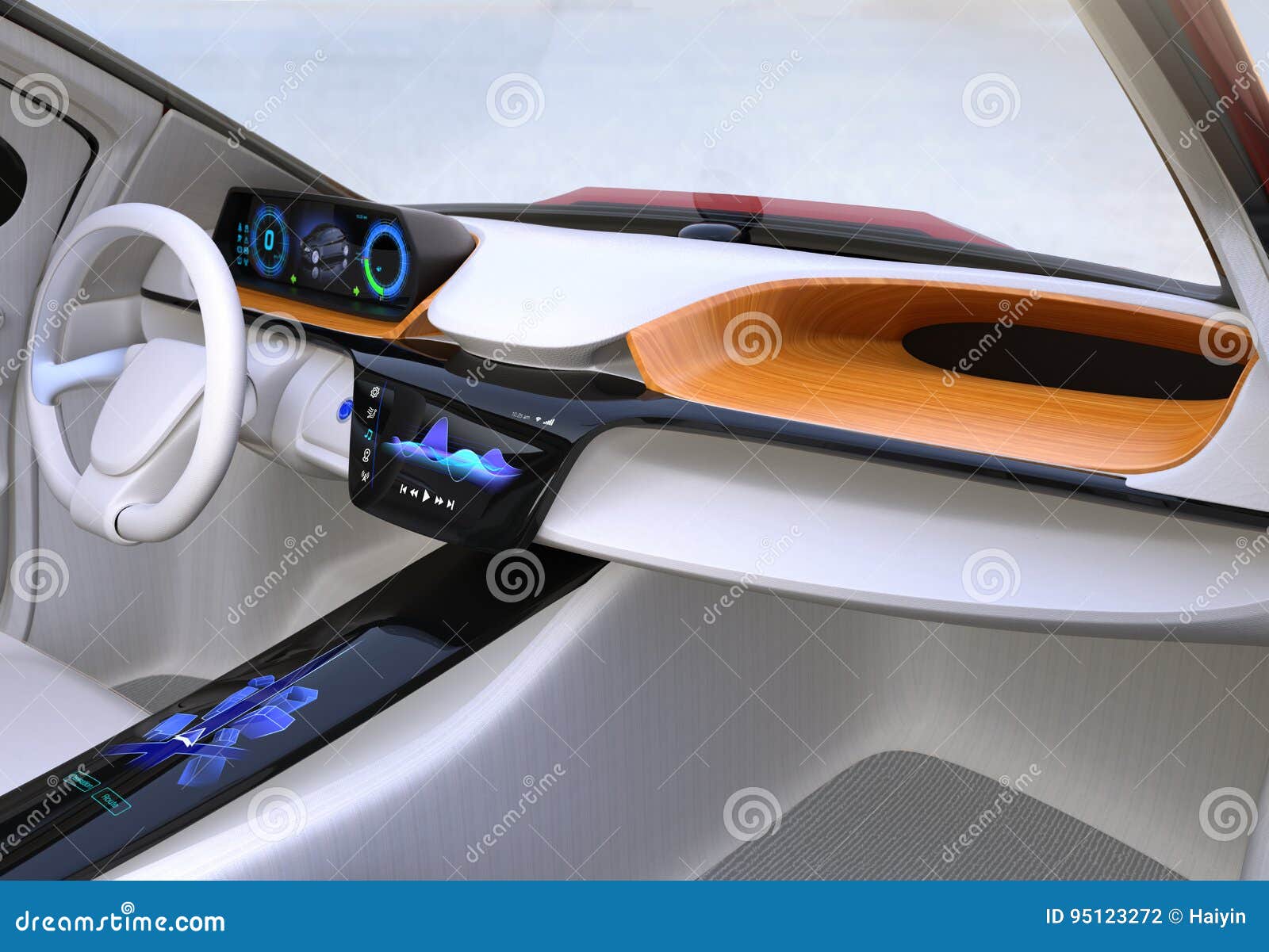 Autonomous Car Interior Concept Stock Illustration - Illustration of ...