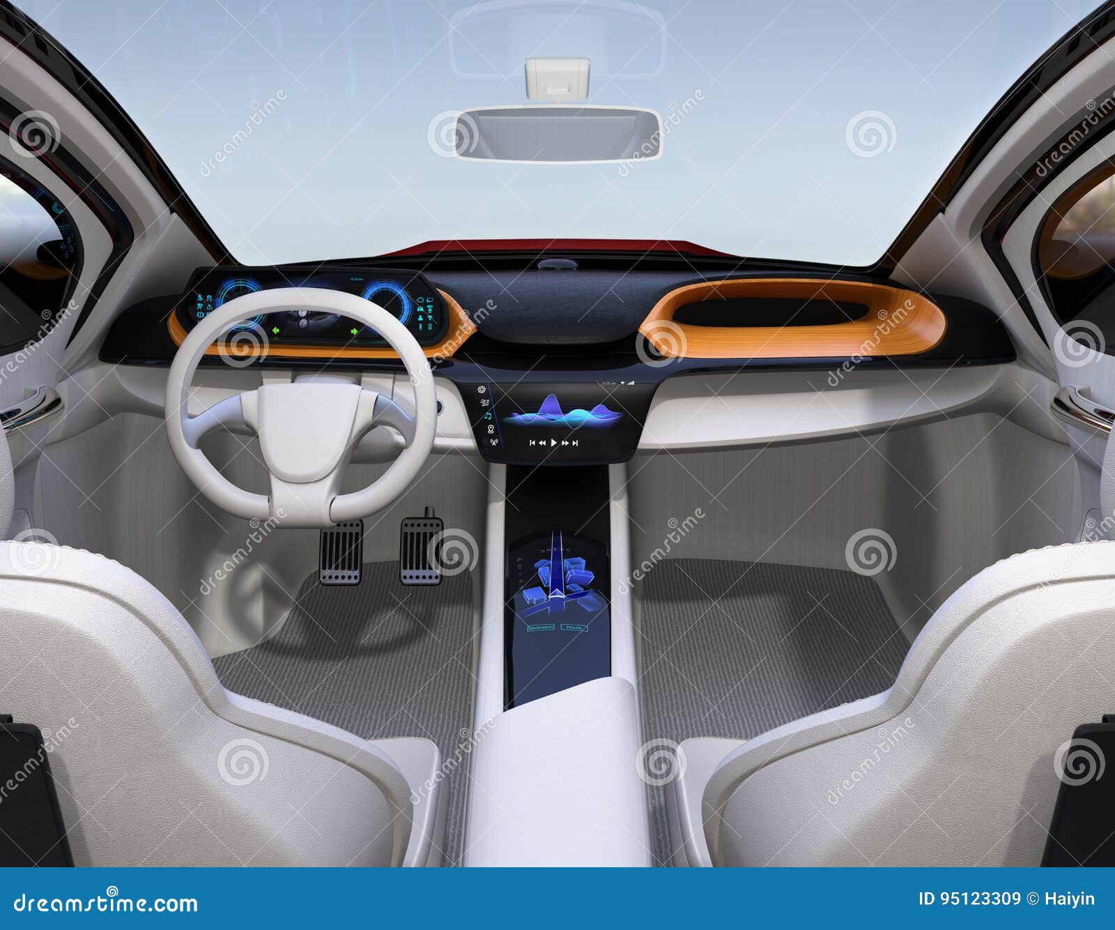 Autonomous Car Interior Concept Stock Illustration - Illustration of ...