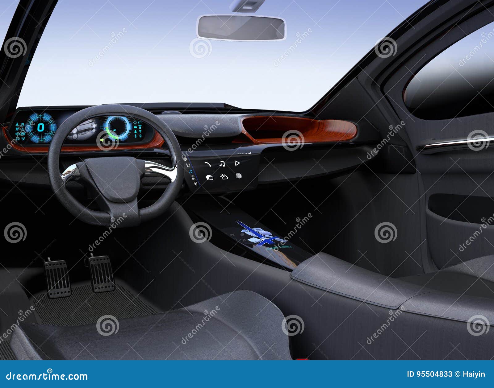 Autonomous Car Interior Concept Stock Illustration - Illustration of ...
