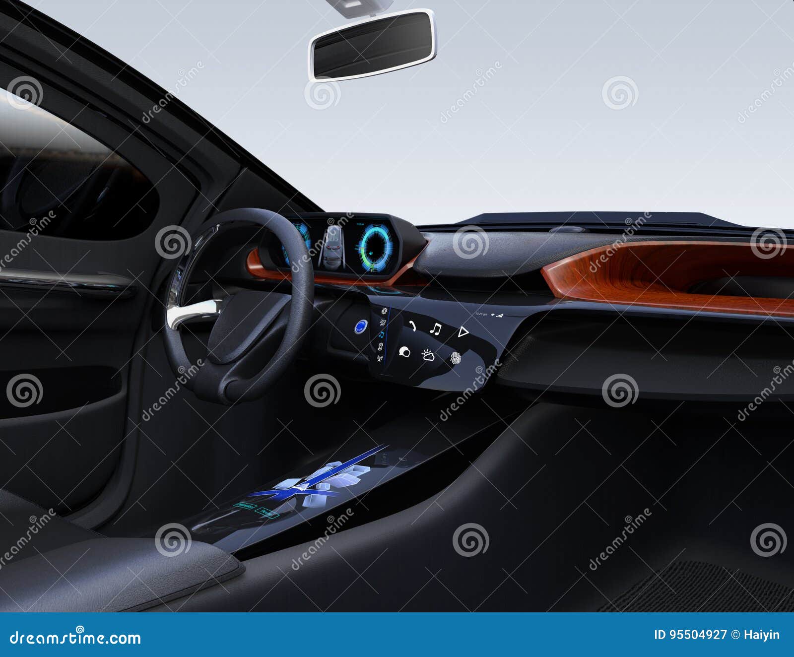 Autonomous Car Interior Concept Stock Illustration - Illustration of ...