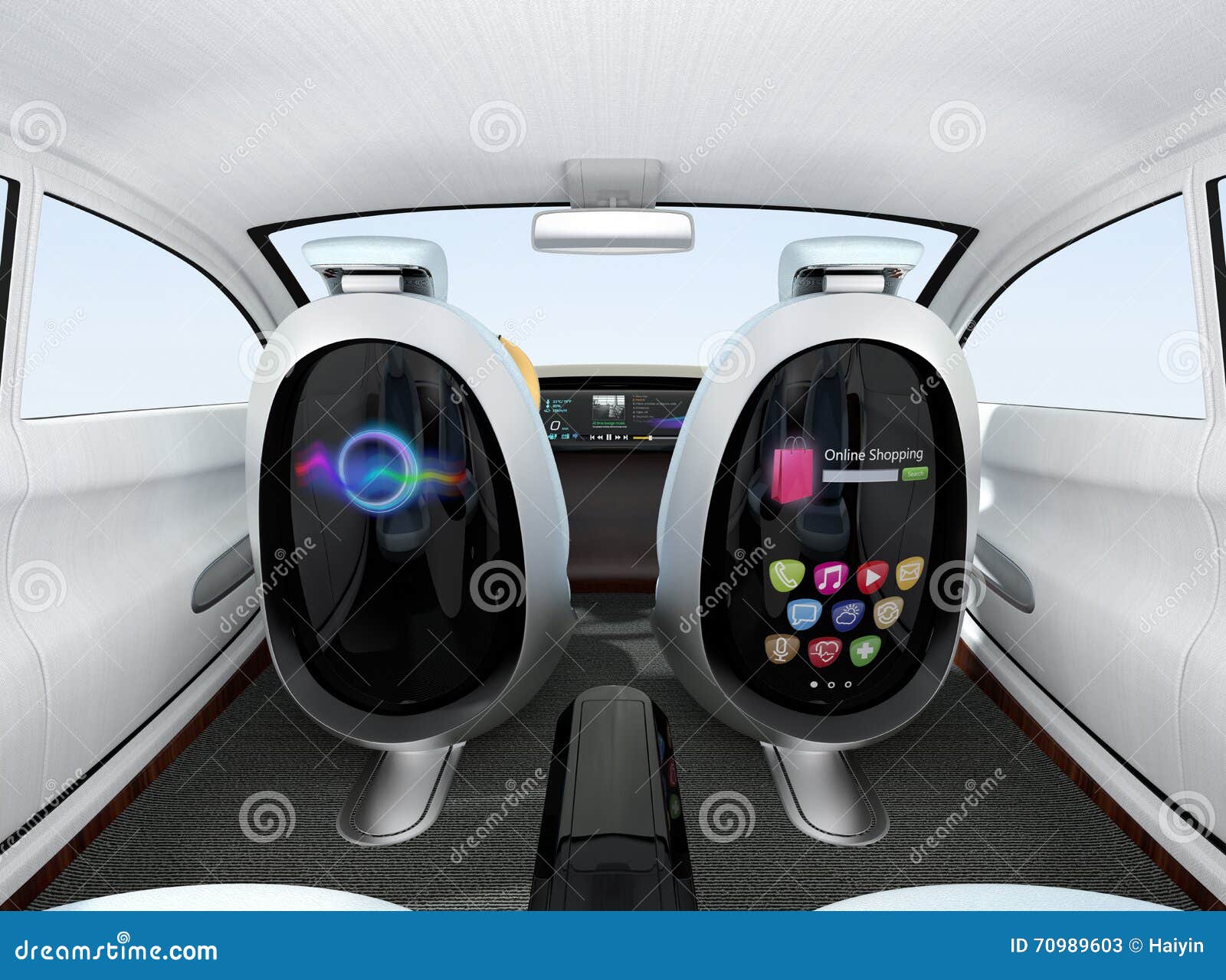 Autonomous Car Interior Concept Stock Illustration - Illustration of ...