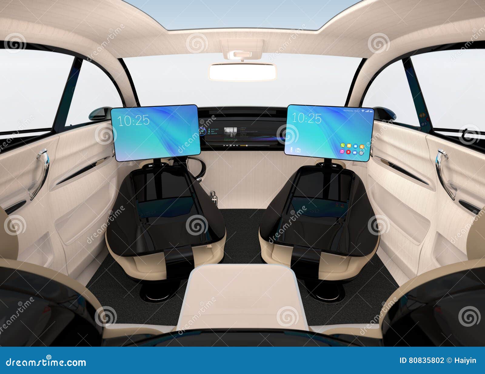 Autonomous Car Interior Design Stock Illustration - Illustration of ...