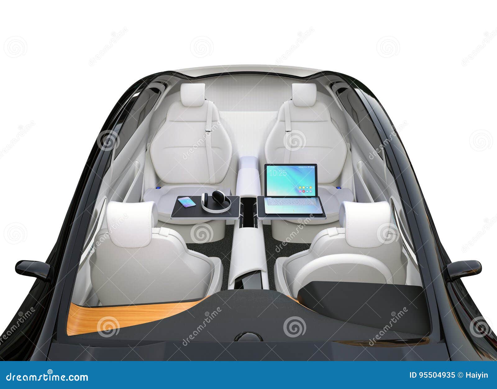 Autonomous car interior stock illustration. Illustration of driving ...