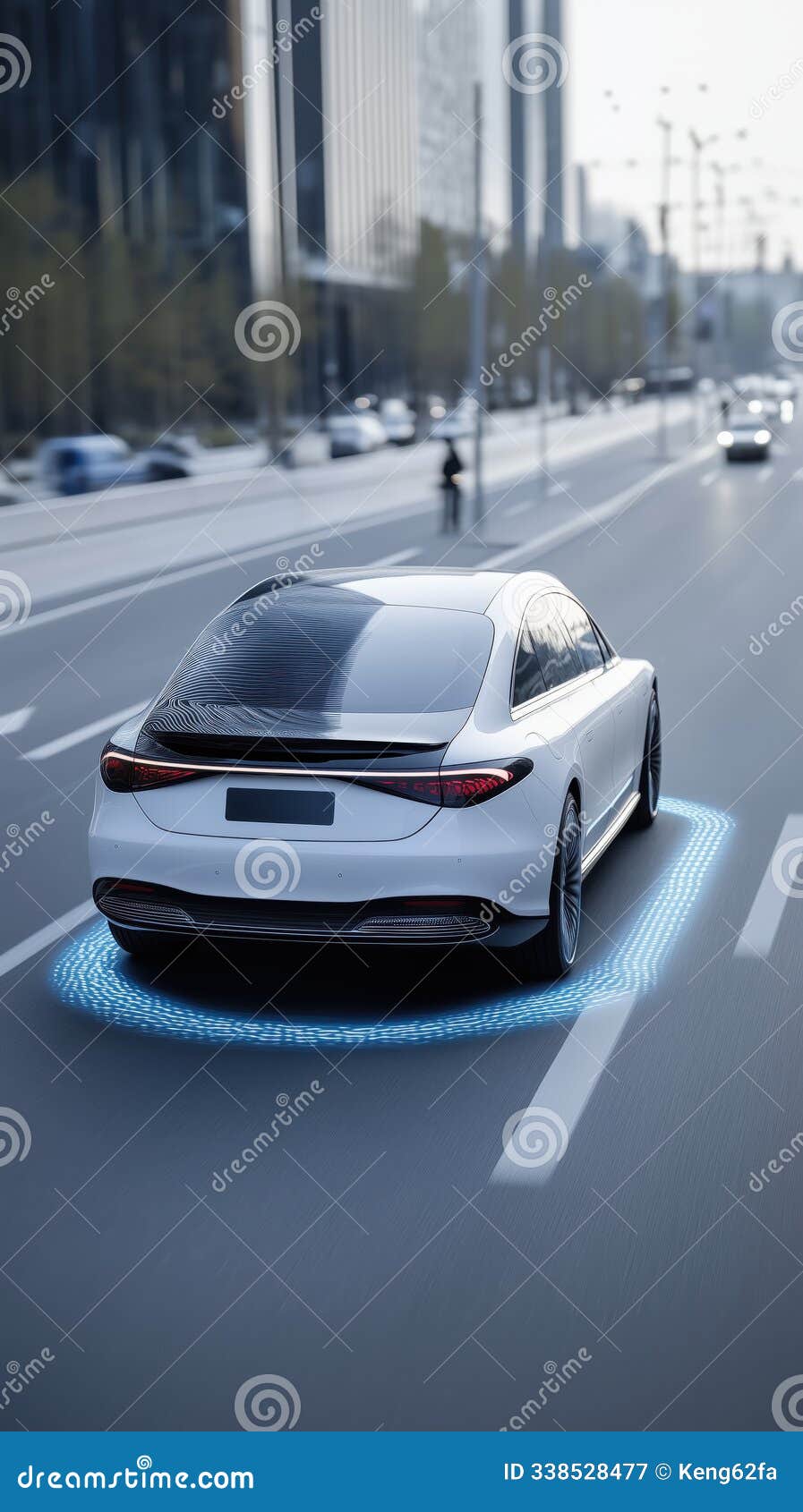 Autonomous Car on Road with Advanced Technology Features Stock ...
