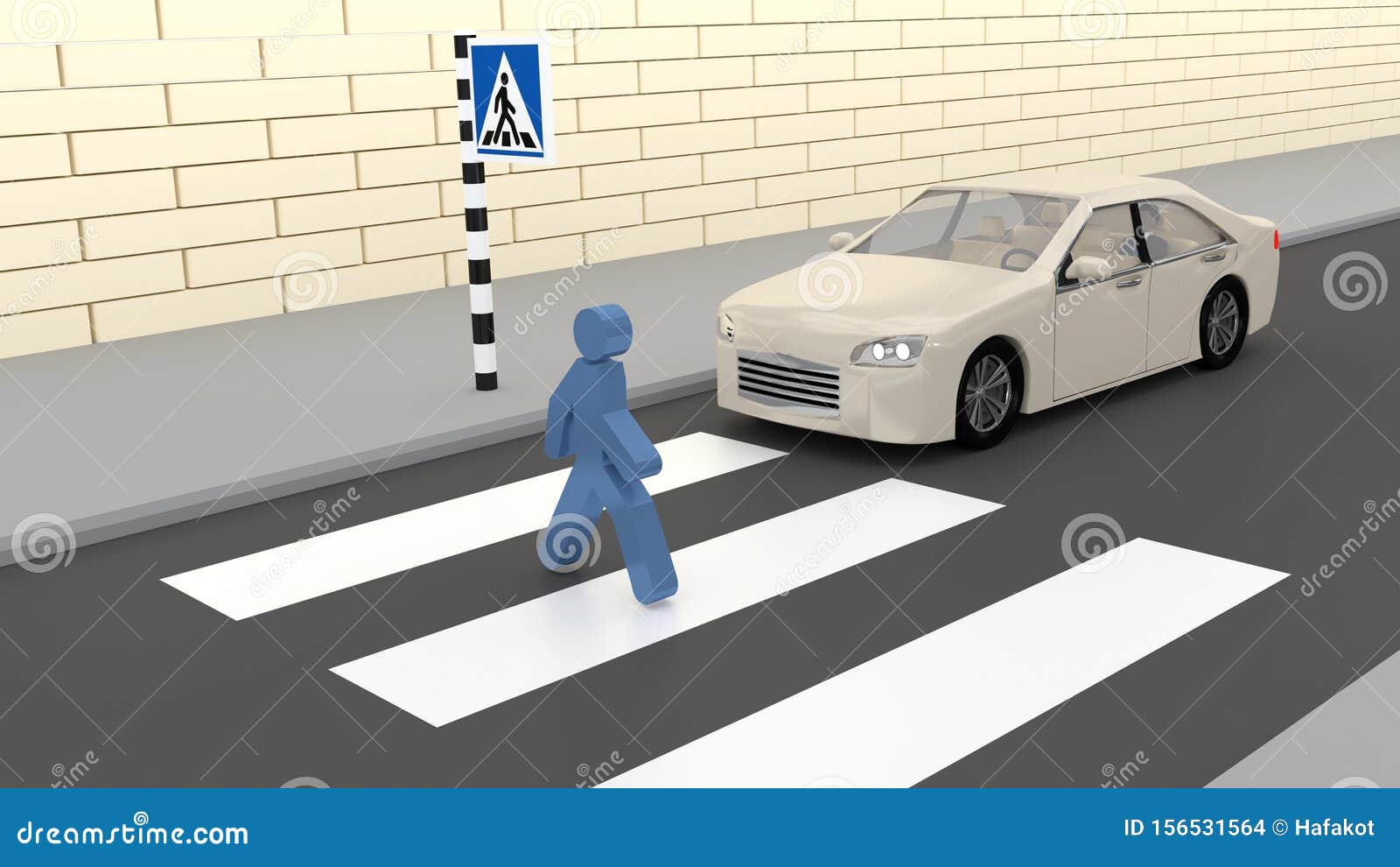 AUTONOMOUS CAR STOPPED at CROSSWALK Concept Stock Illustration ...