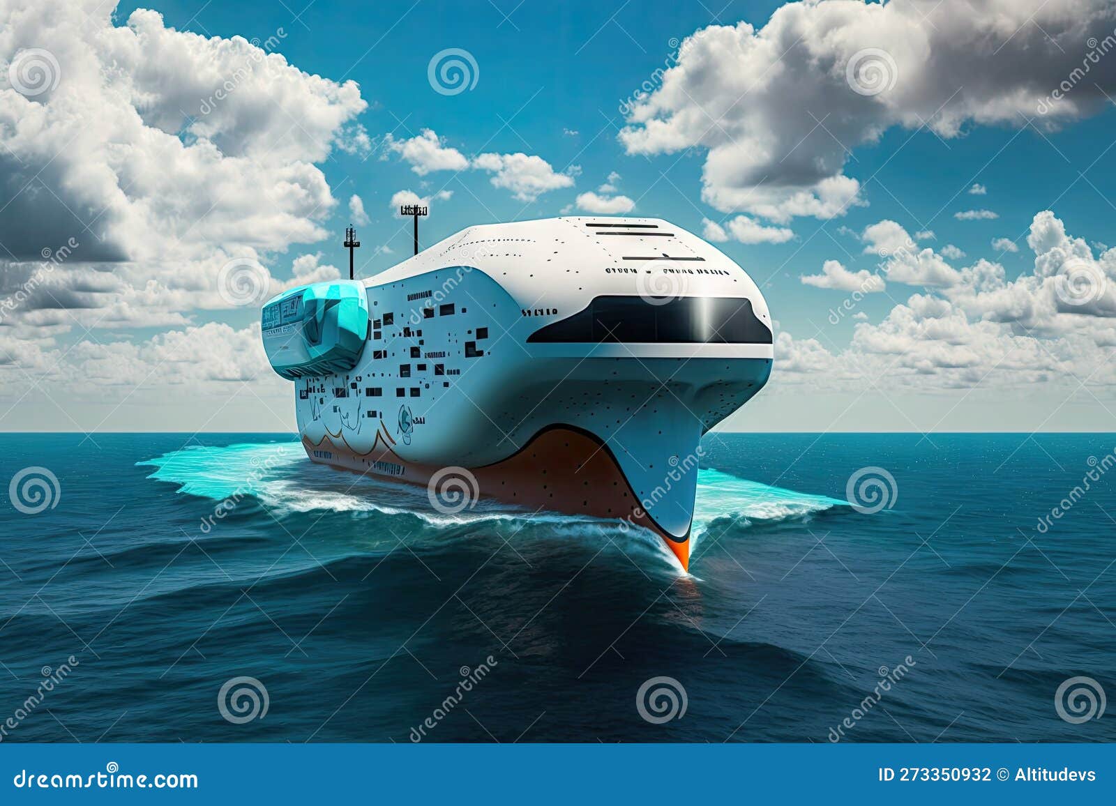Autonomous Cargo Ship Navigating the High Seas, Transporting Goods To ...