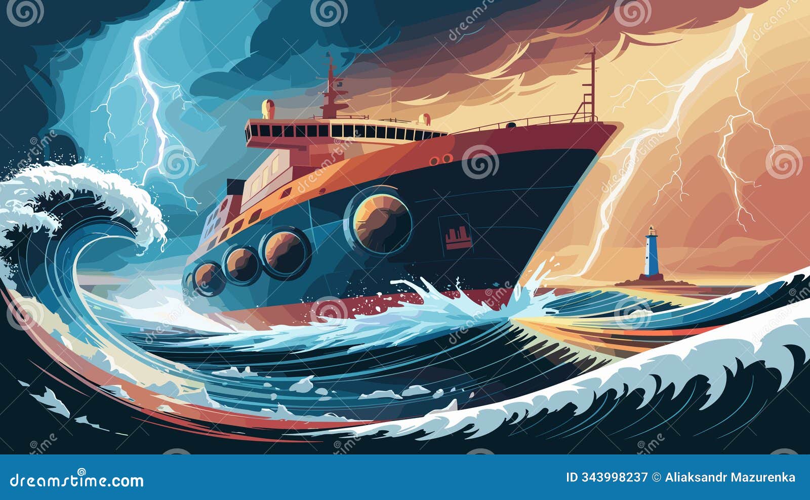 Autonomous Cargo Ship Navigating through Treacherous Storm. Stock ... Autonomous Cargo Ship Navigating through Treacherous Storm. Stock ...