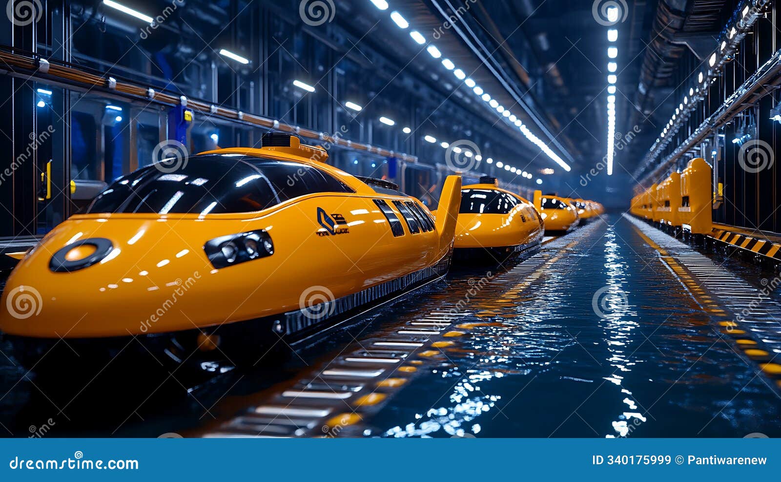 Autonomous Cargo Ship Docking At Futuristic Spaceport, With Colorful ... Autonomous Cargo Ship Docking At Futuristic Spaceport, With Colorful ...