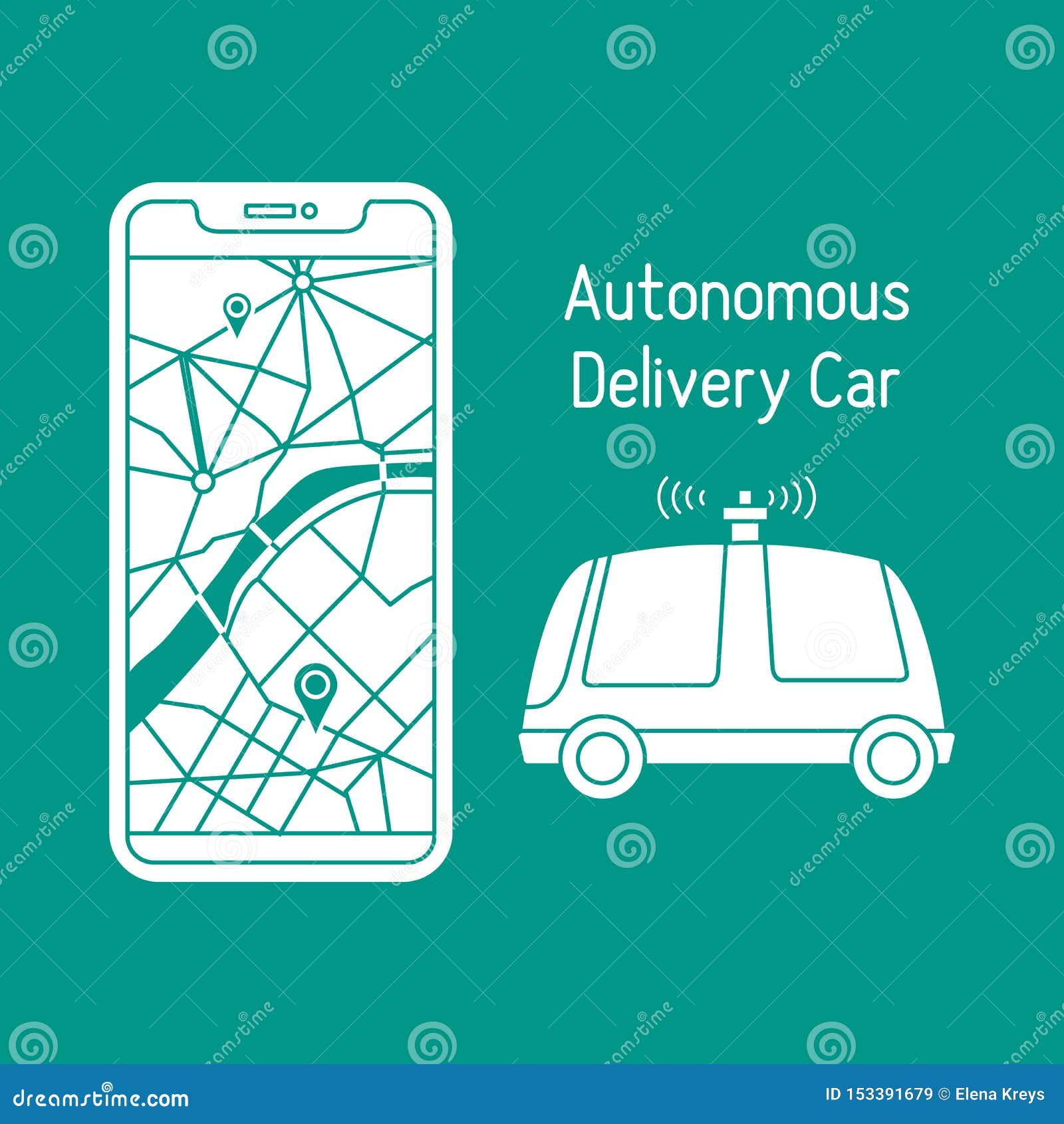 Autonomous Delivery Car Navigation Remote Control Stock Vector ...