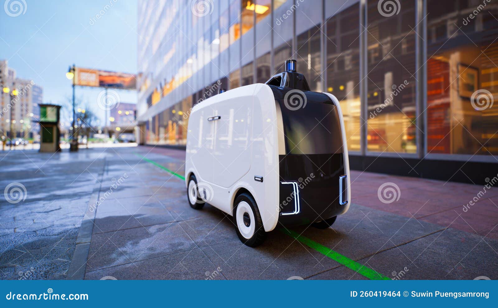 Autonomous Delivery Robot Driverless on Street, Smart Vehicle ...