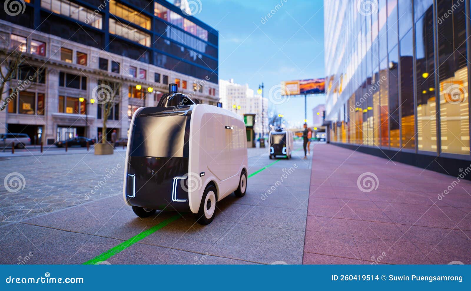 Autonomous Delivery Robot Driverless on Street, Smart Vehicle ...