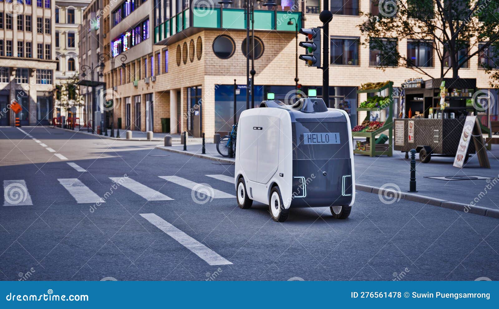 Autonomous Delivery Robot Driverless on Street, Smart Vehicle ...