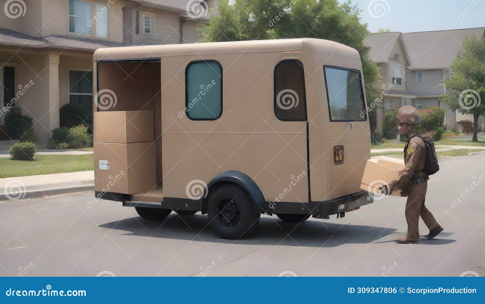 Autonomous Delivery Robot Emerging from Van Stock Photo - Image of ...