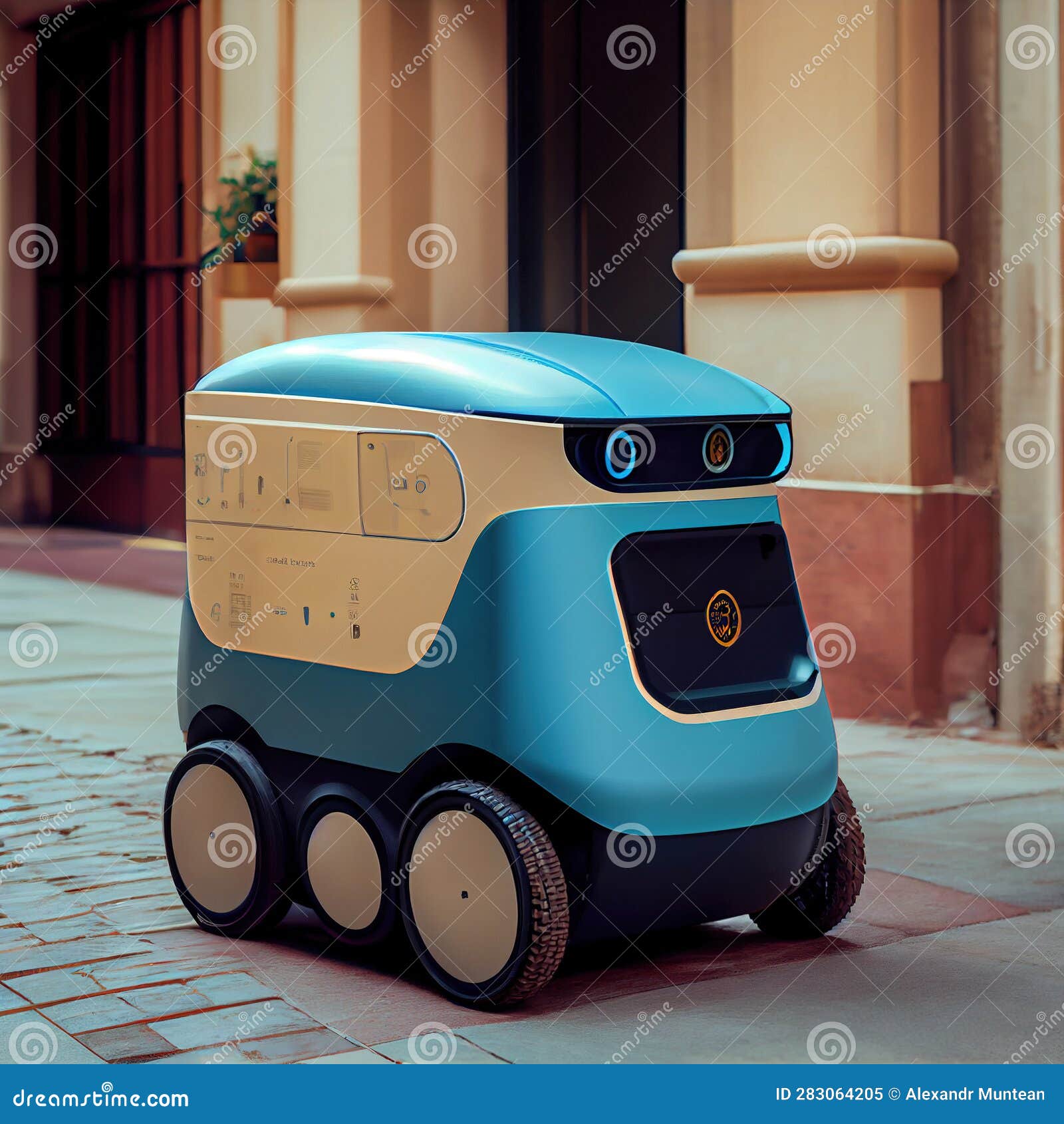 Autonomous delivery robot. stock illustration. Illustration of busines ...