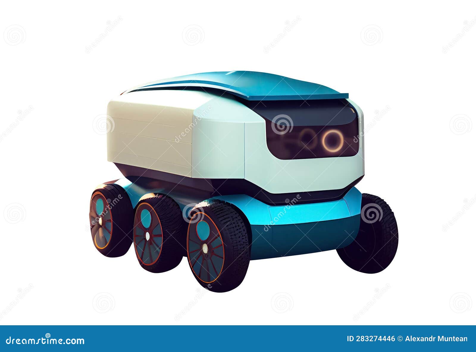 Autonomous Delivery Robot Isolated on White Background. Stock ...