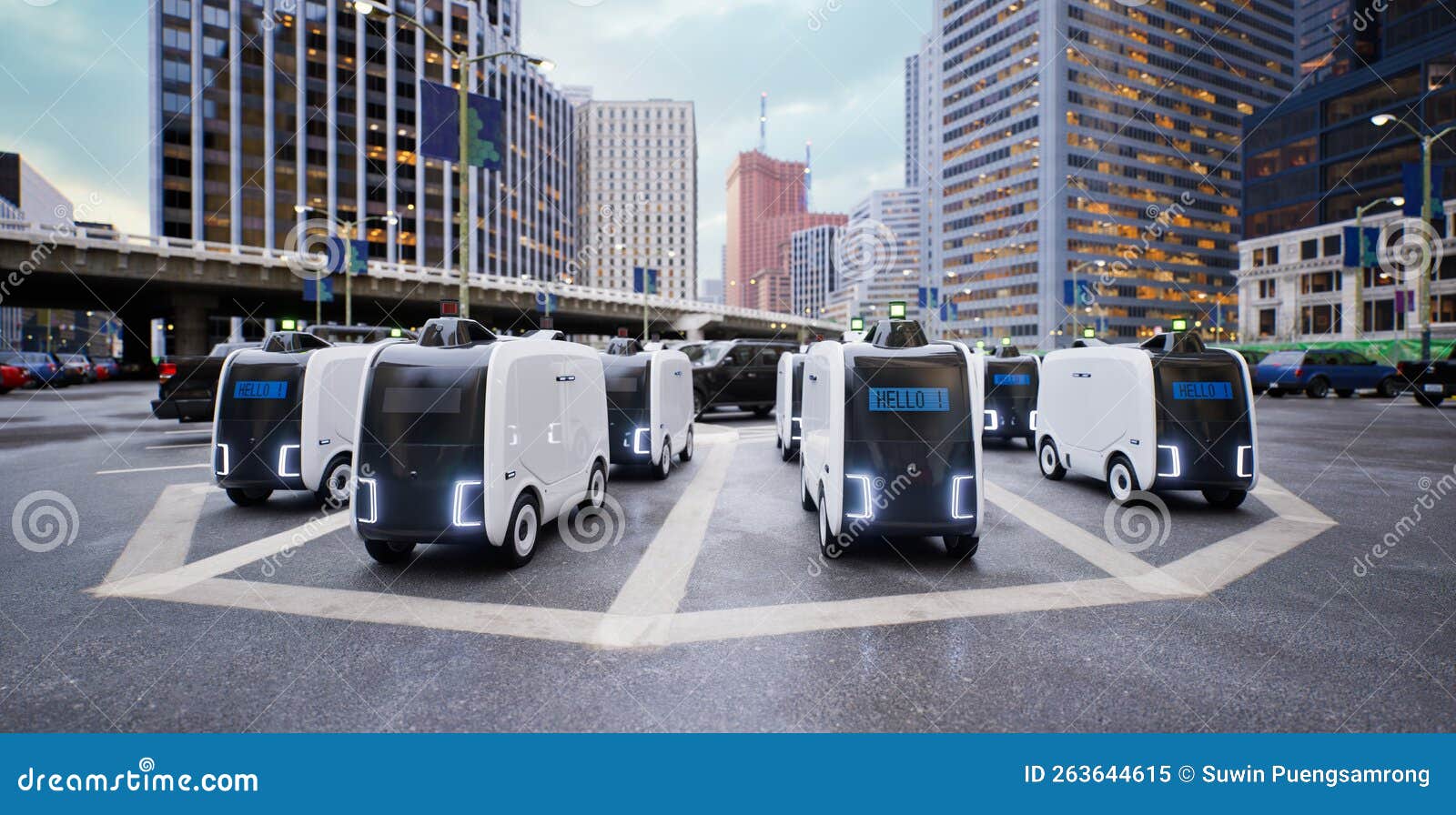 Autonomous Delivery Robot Standby at Parking Lot, Smart Logistics ...