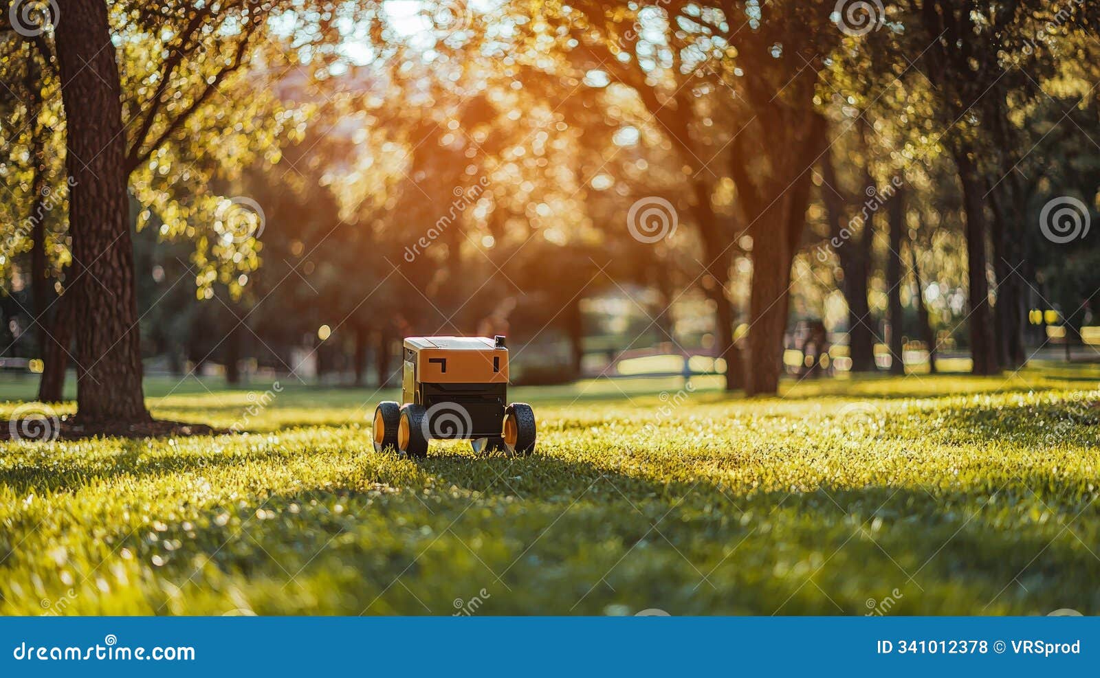 Autonomous Delivery Robot in a Sunny Park Setting Stock Photo - Image ...