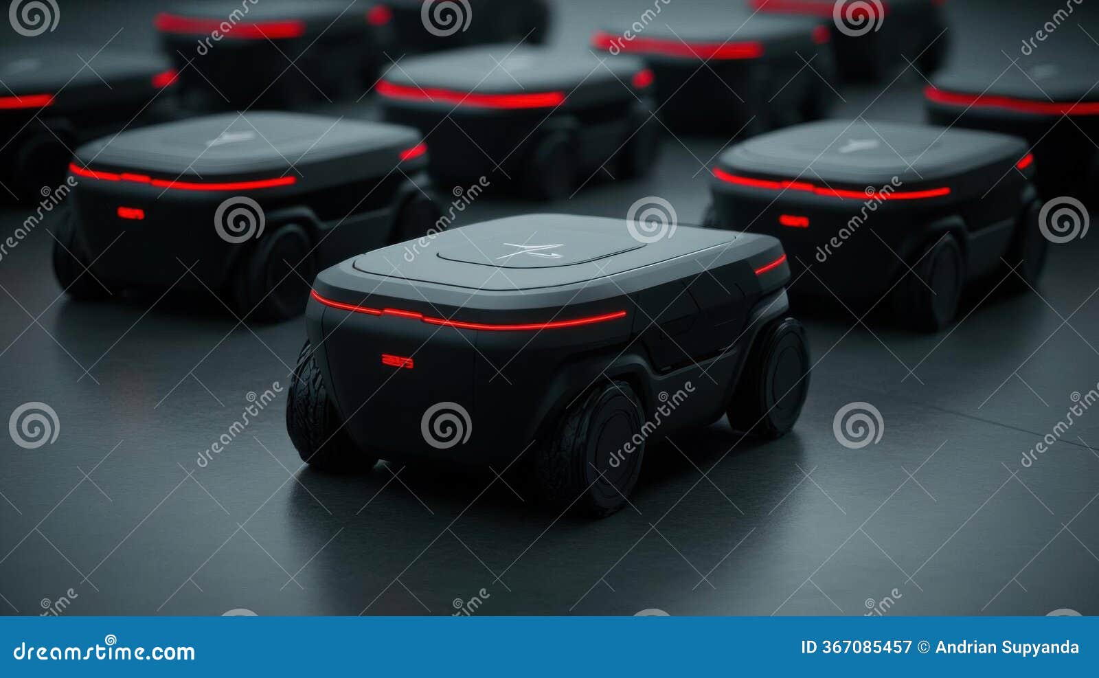 Autonomous Delivery Robot In Urban Night Setting Stock Image ...
