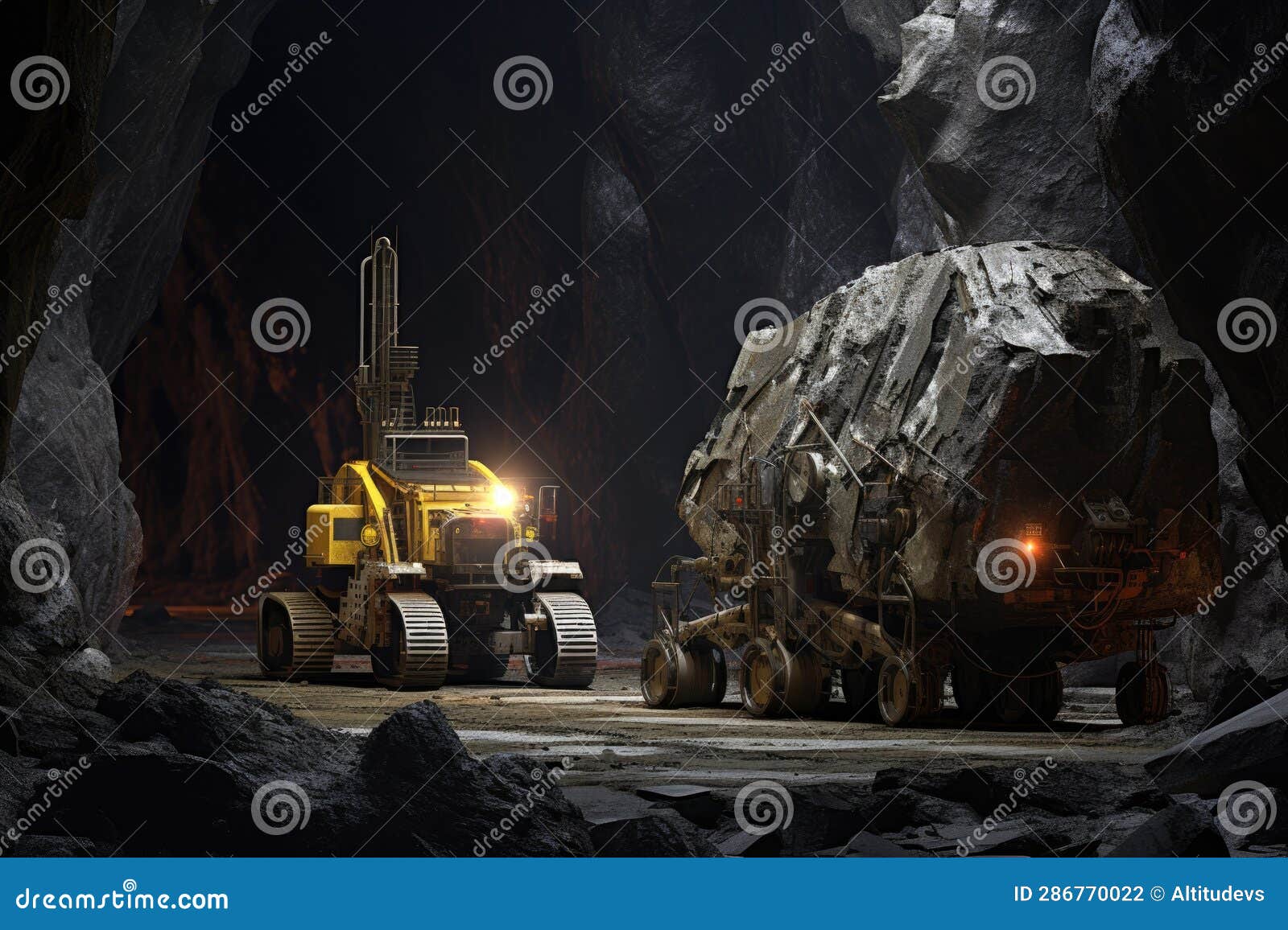 Autonomous Drilling Machines Boring into Asteroid Stock Photo - Image ...