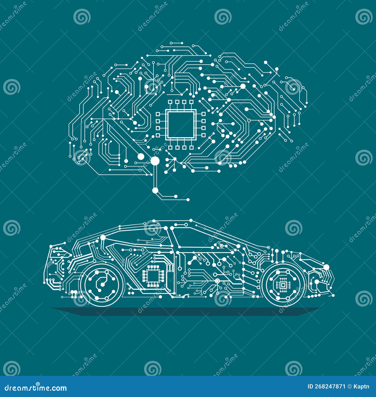 Autonomous Driving Car Artificial Intelligence Stock Illustration ...